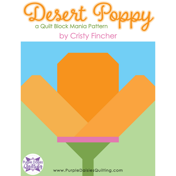 Desert Poppy Quilt Block by Cristy Fincher - PDF - Purple Daisies Quilting