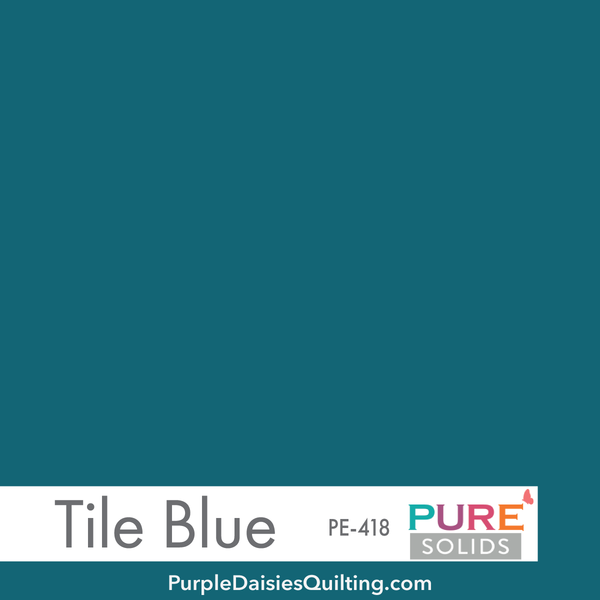 Tile Blue - PE-418 - Half Yard - Purple Daisies Quilting