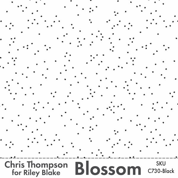 Riley Blake • Blossoms on White in Black • C730R-BLACK - Purple Daisies ...